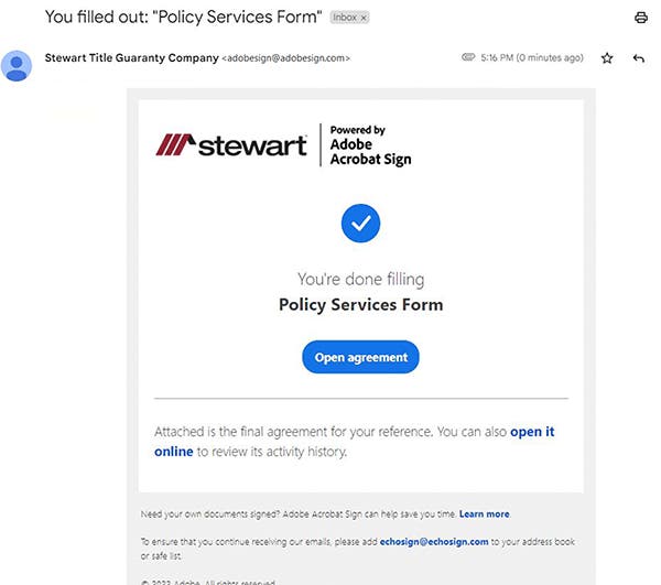 Policy Copy Request Form | Stewart.com